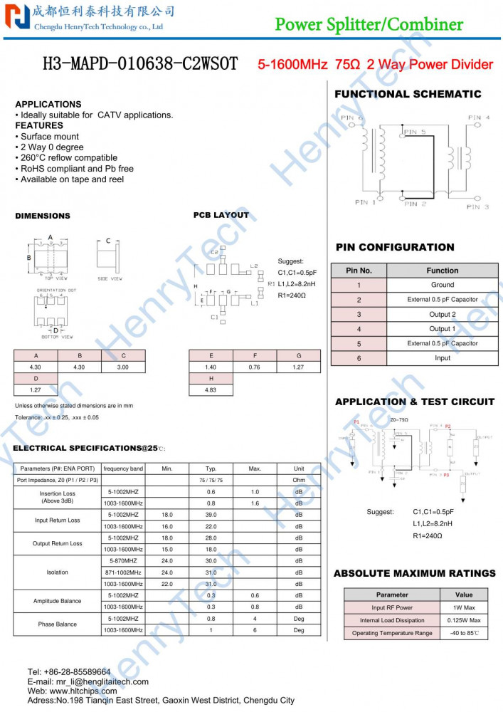 H3-MAPD-010638-C2WSOT datasheet page 1