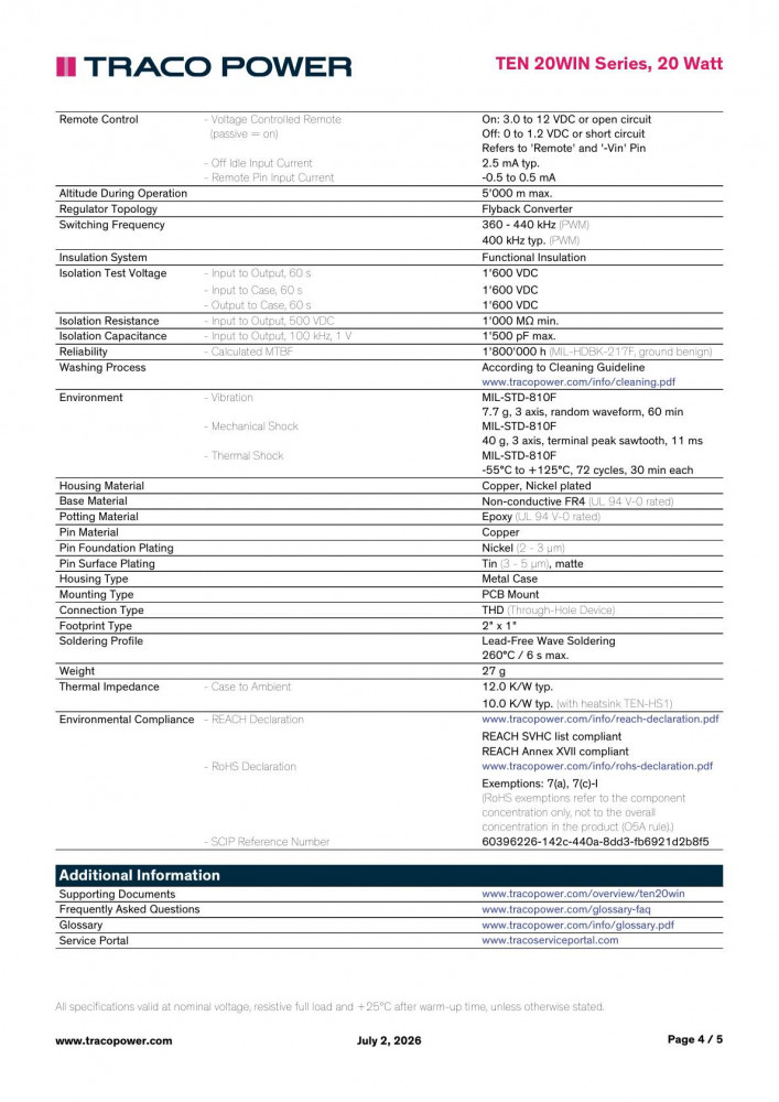 TEN 20WIN series datasheet page 4