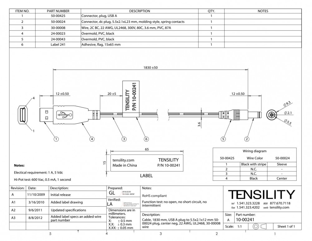 Tensility International 10-00241 product drawing