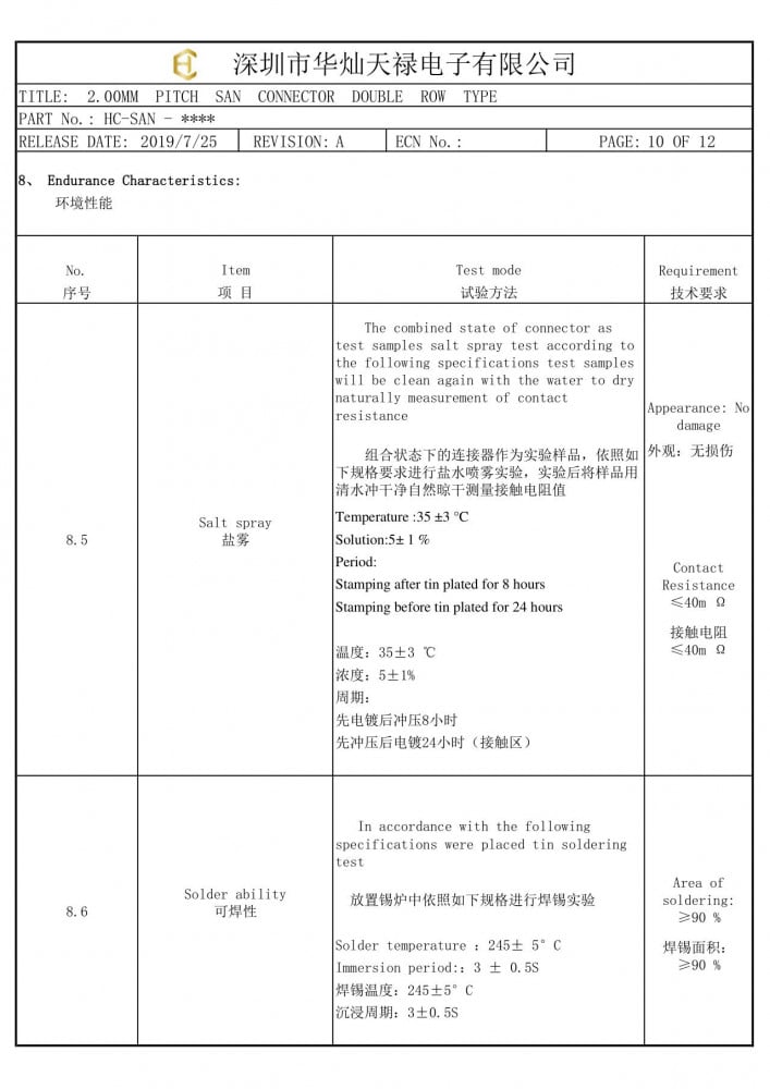 HC-SAN-T-05 specification page 10