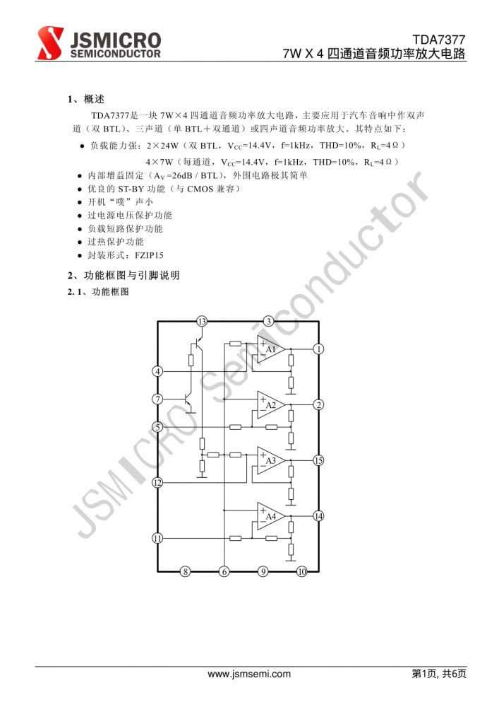 TDA7377-JSM datasheet page 1