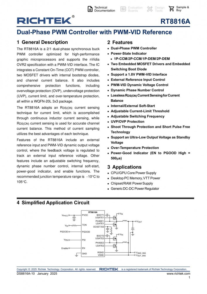RT8816A datasheet page 1