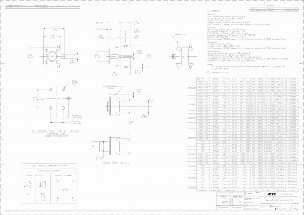 TE Connectivity 1825955-6 technical drawing page