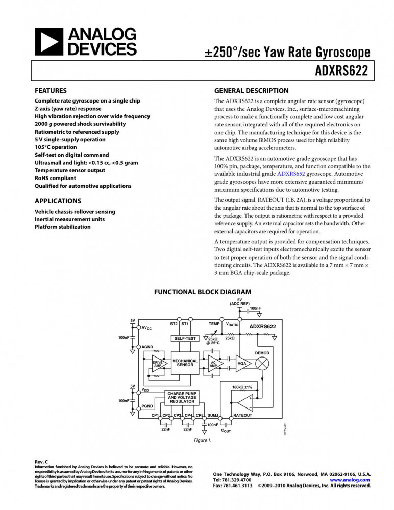 ADXRS622 datasheet page 1