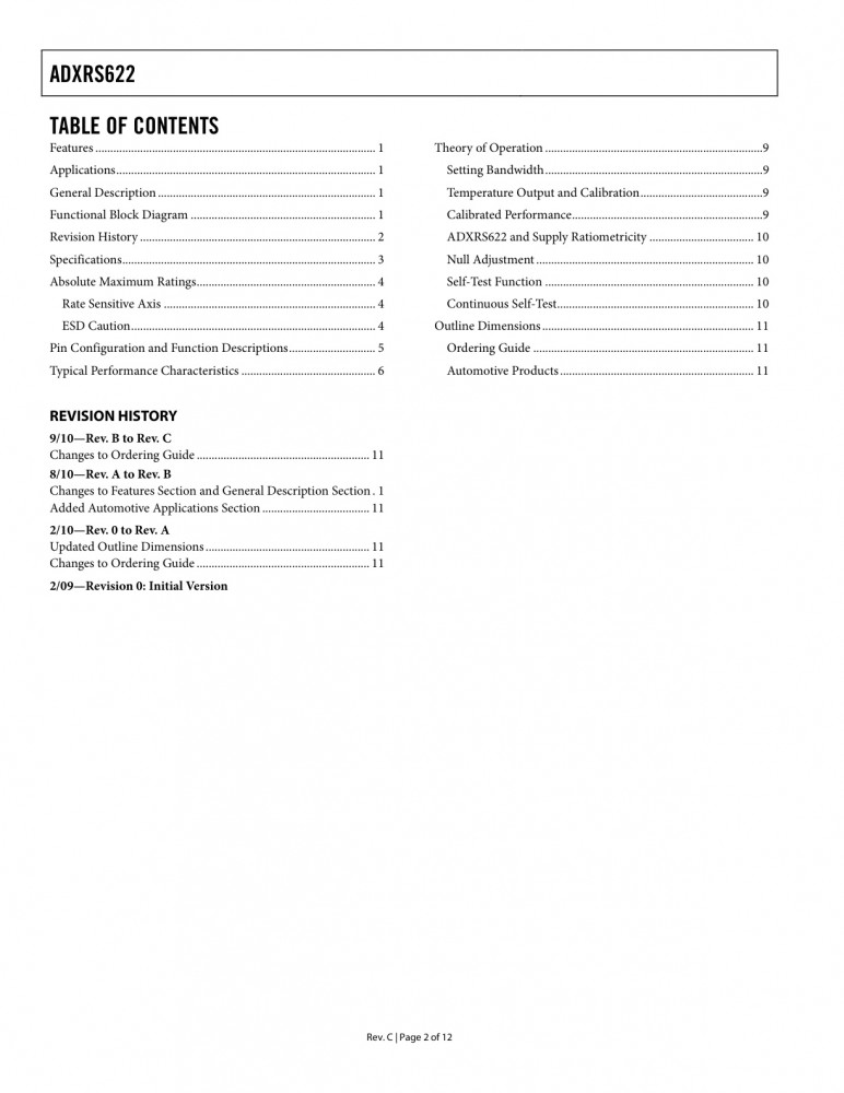ADXRS622 datasheet page 2