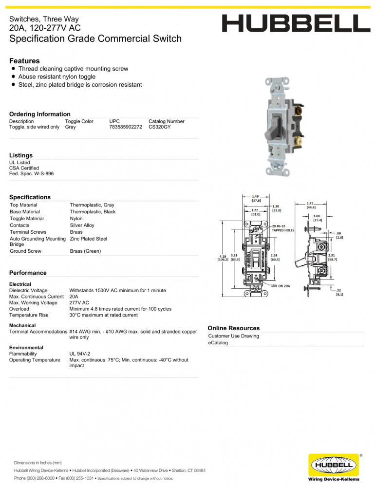 Burndy CS320GY technical product image