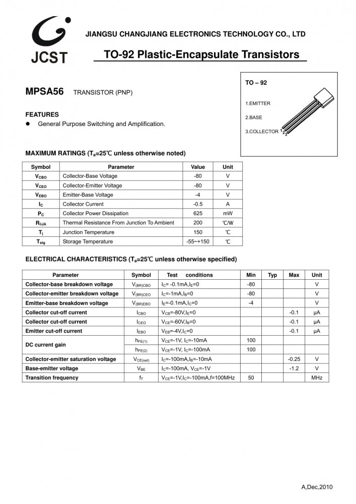 JSCJ MPSA56 datasheet page 1