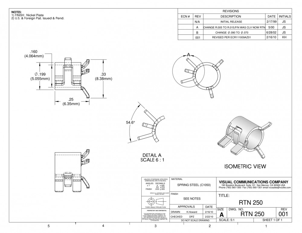 RTN 250 mechanical drawing page