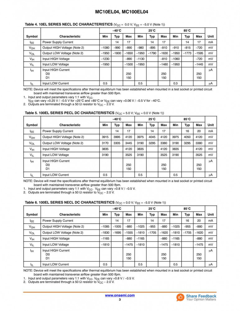 MC100EL04 datasheet page 3