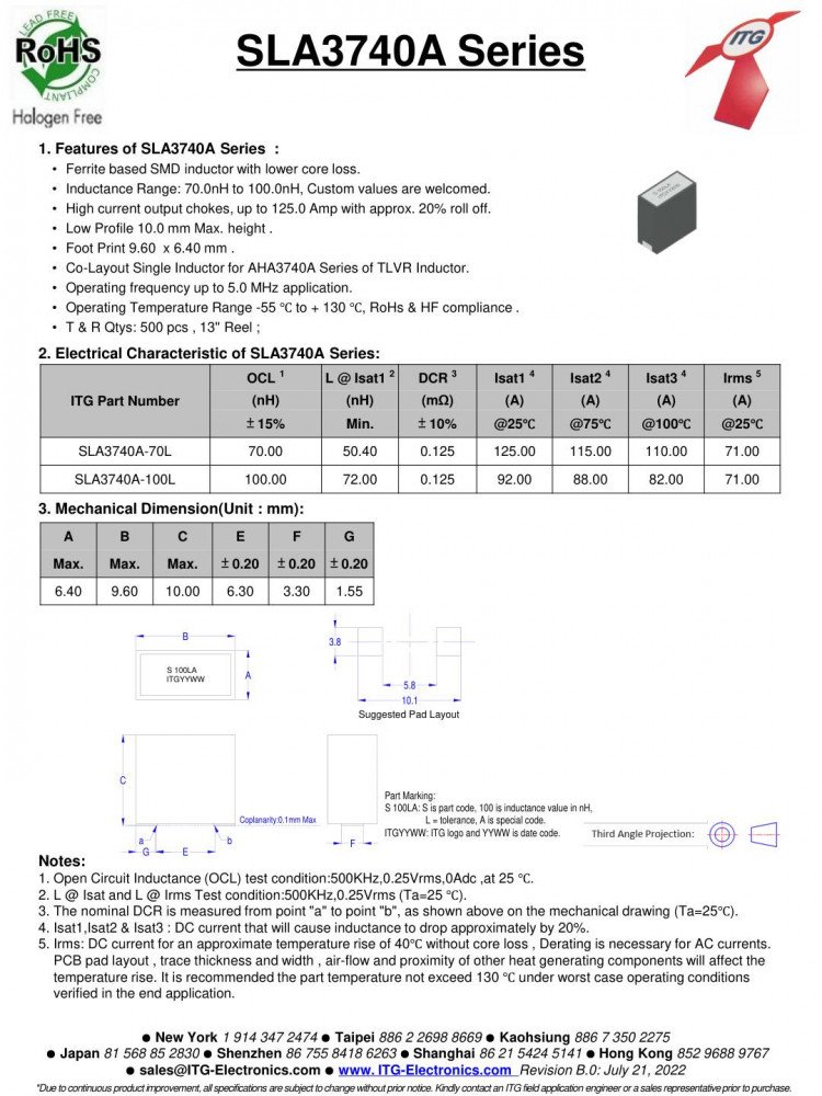 SLA3740A technical document page 1