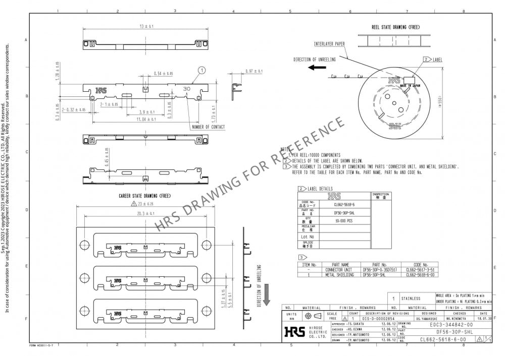 HRS DF56-30P-SHL technical document preview