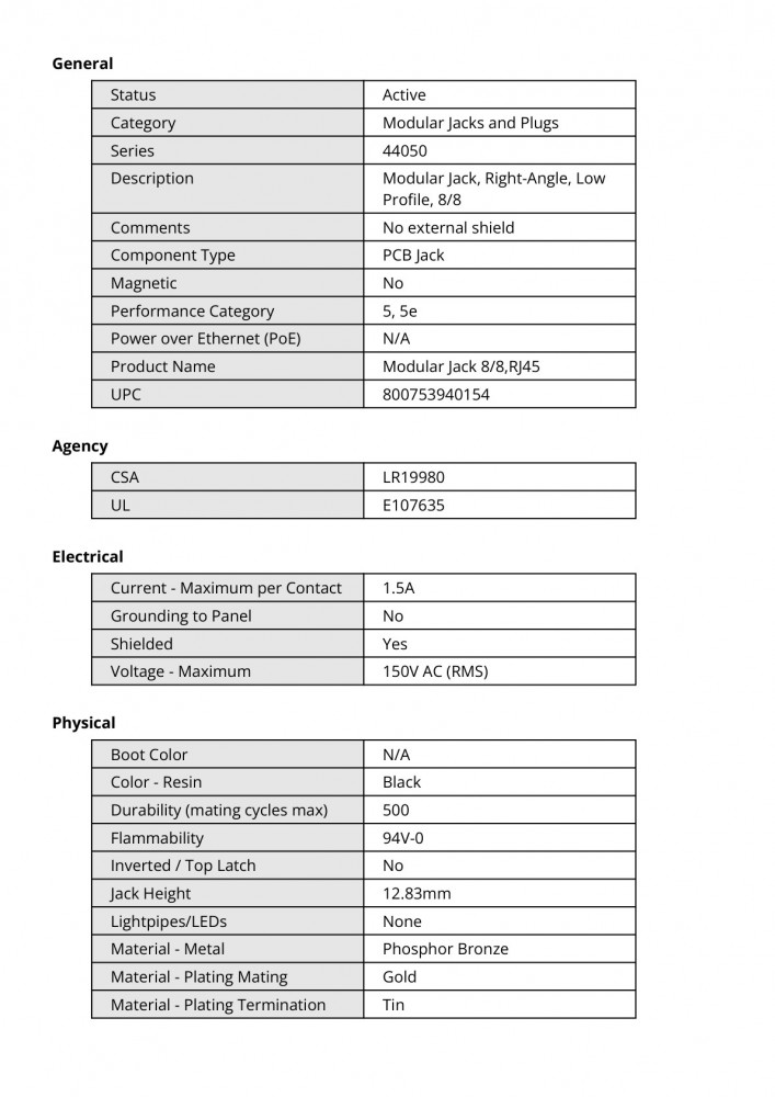 MOLEX 440500001 technical document page 2