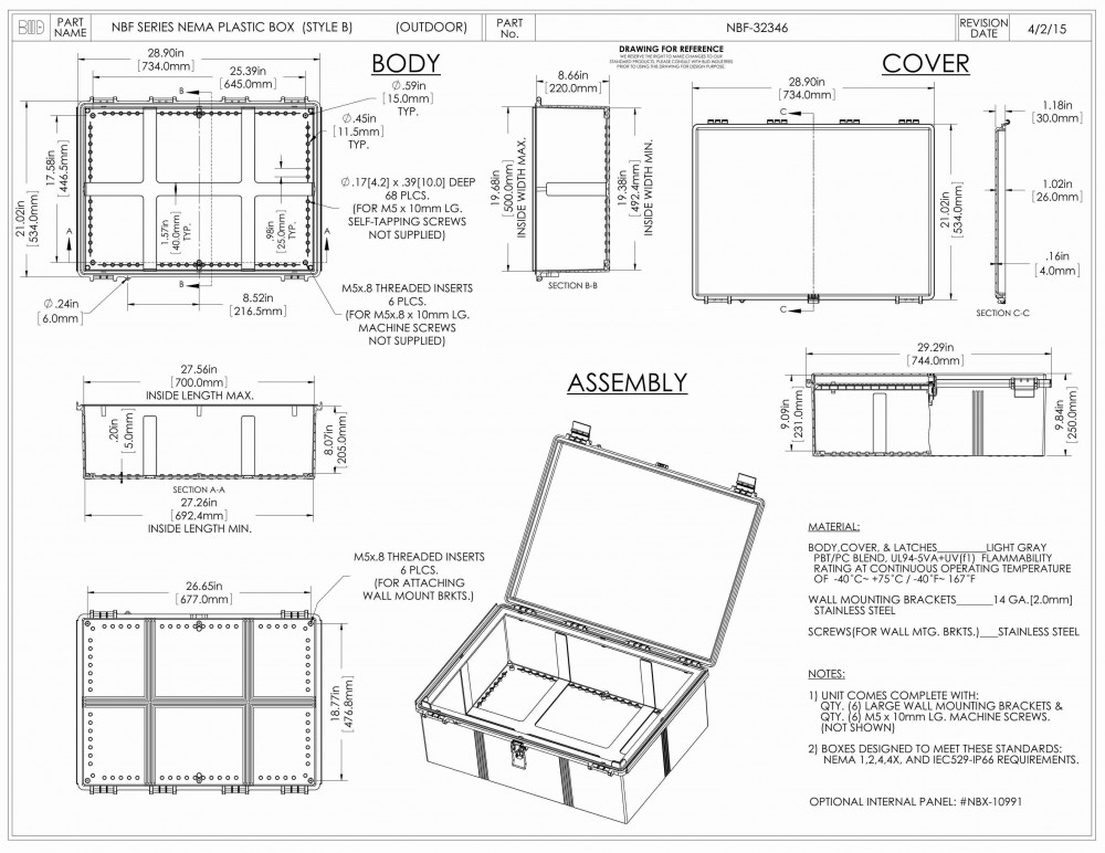 Bud Industries NBF-32346 technical drawing reference