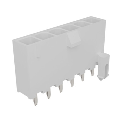 Mini-Fit Jr. Reflow Solder Capable Header, Right-Angle, Dual Row, 4 Circuits, without Mounting Peg, Gold (Au) Plating, Glow-Wire Capable, Tape and Reel