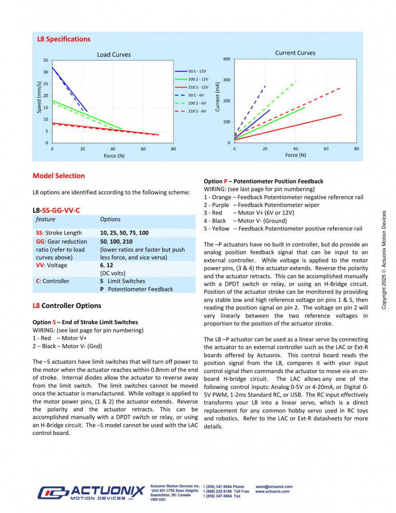 Actuonix L8 datasheet page 2