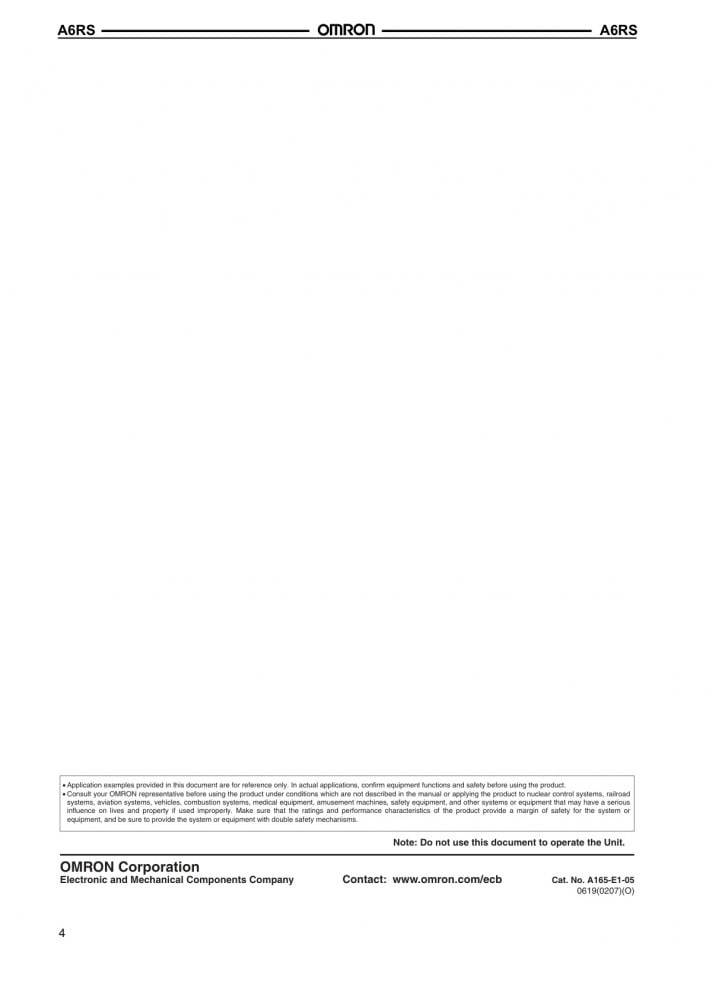 OMRON A6RS rotary DIP switch documentation page 4