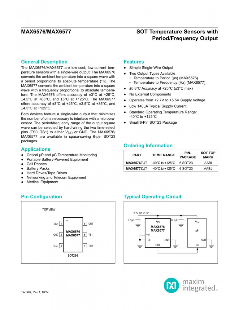 MAX6577 datasheet page 1
