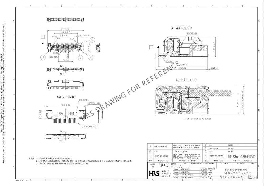 HRS DF36-20S-0.4V(52) technical document page 1