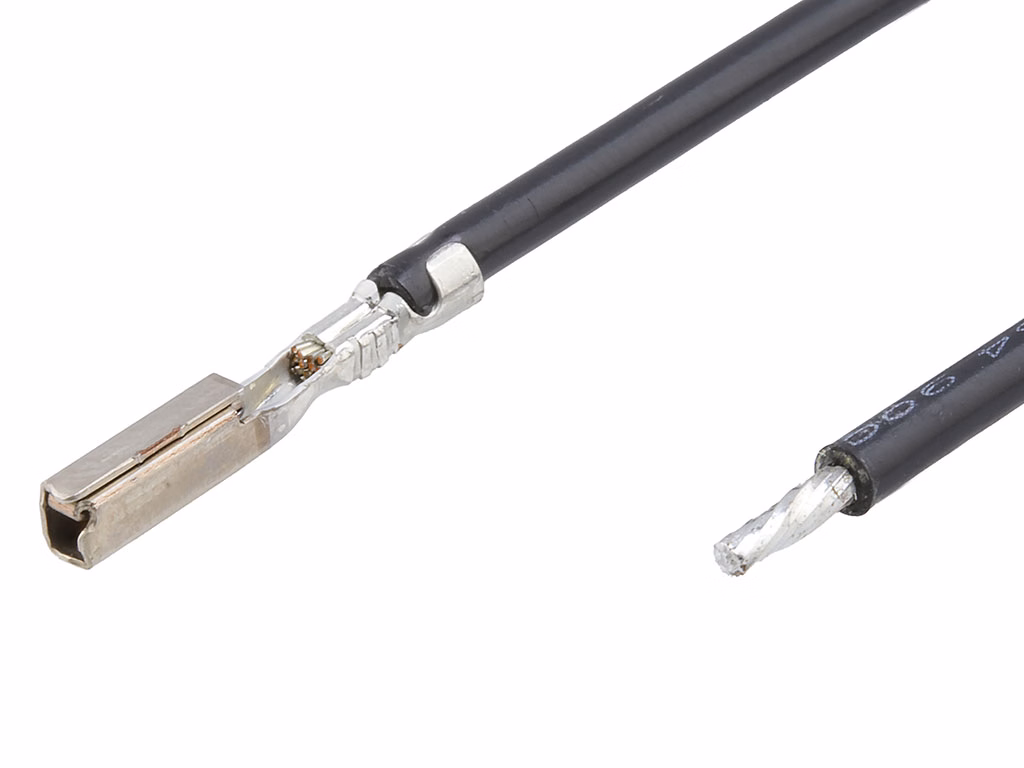 Pre-Crimped Lead MX64-Female-to-Pigtail, Gold (Au) Plating, 300.00mm Length, 20 AWG, Black for sale
