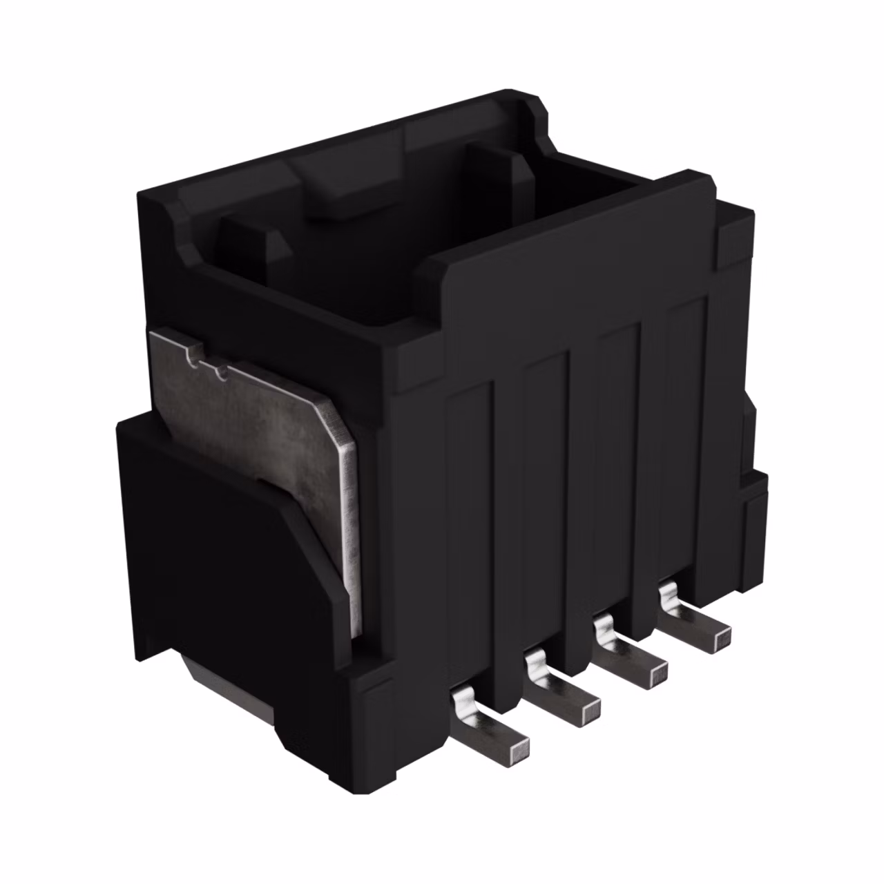 Micro-One Wire-to-Board Header, Vertical, 2.00mm Pitch, Single Row, Glow-Wire Capable, Surface Mount, 4 Circuits, Gold Plating, Black, with Potting Capability for sale