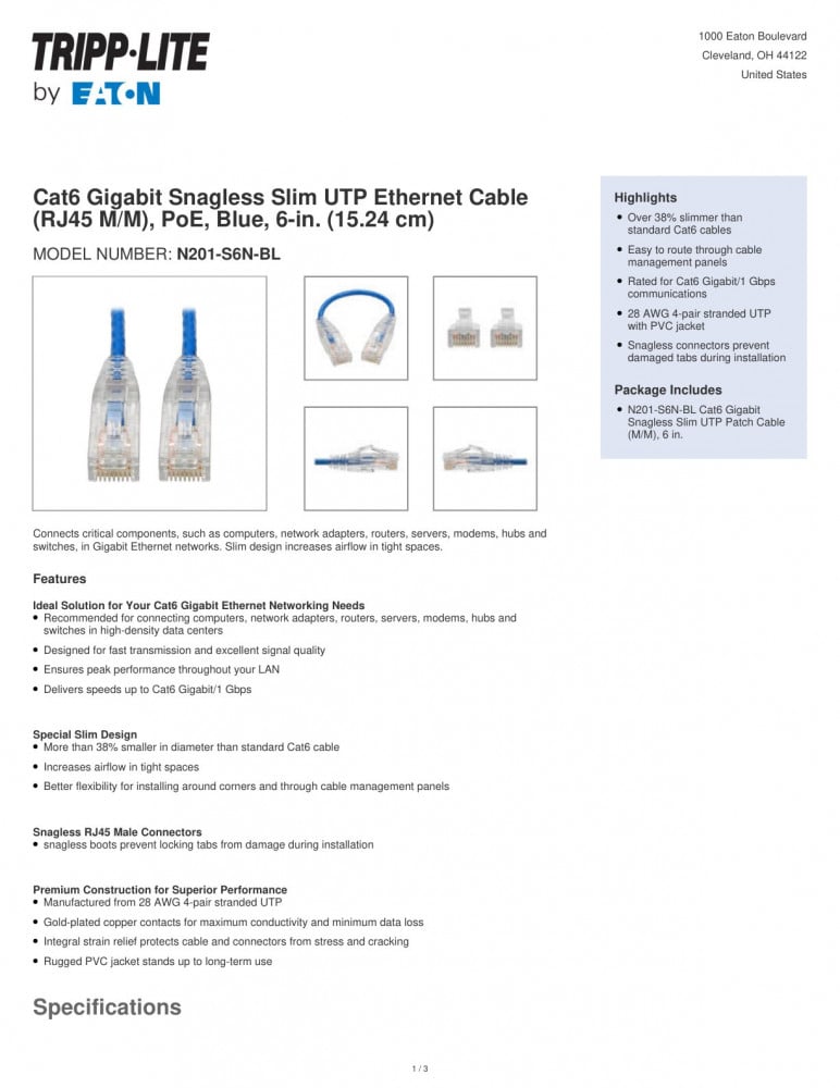N201-S6N-BL technical document page 1