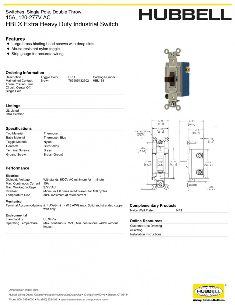HBL1381 product documentation image