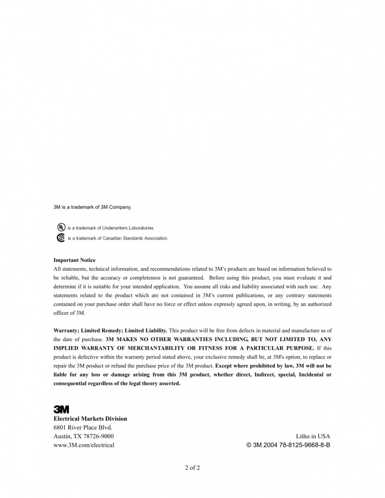 3M Scotchlok MVU18BCX technical datasheet page 2