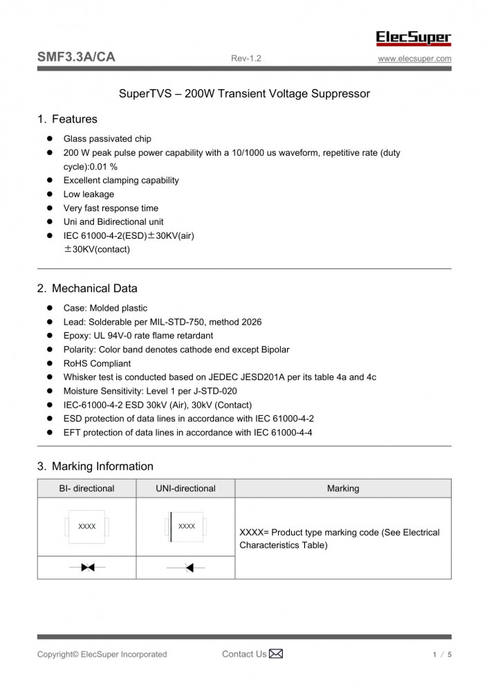 SMF3.3A datasheet page 1