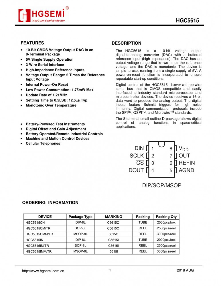 HGC5615 datasheet page 1