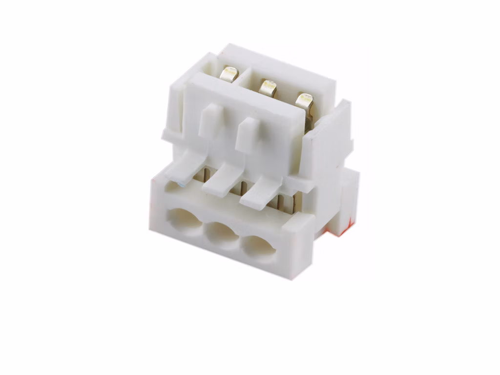 Appli-Mate RAST 2.5 IDT Housing, 2.50mm Pitch, with Side Latches, Female, 5 Circuits, Position Keys A & F Removed, Polarizing Rib Between 1/2
