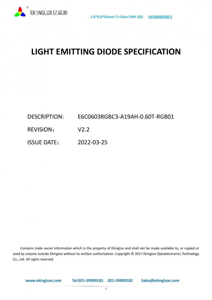 EKINGLUX datasheet page 1