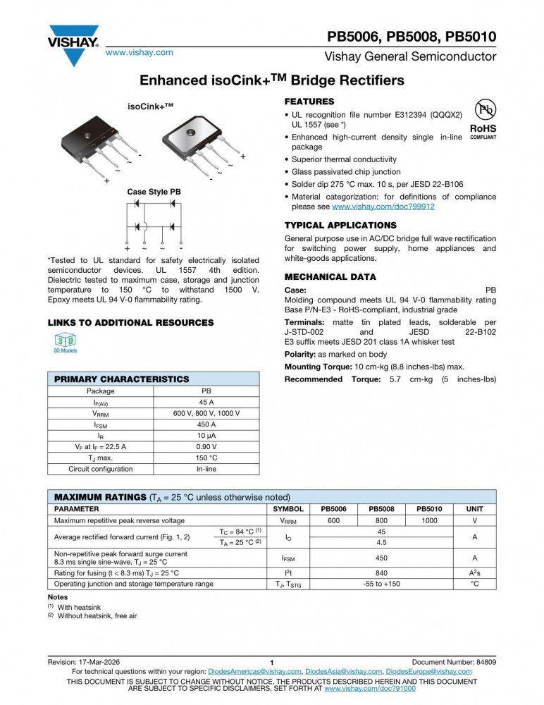 PB50 datasheet page 1