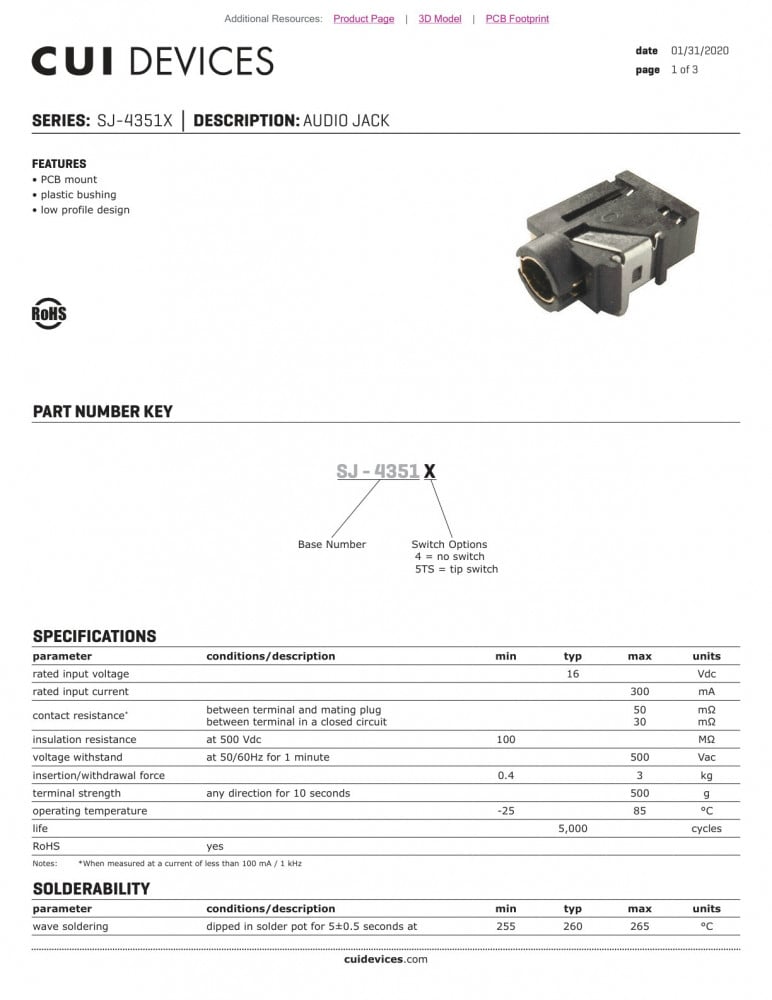 SJ-43515TS datasheet page 1
