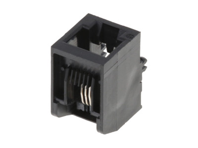 Modular Jack, Right-Angle, Through Hole, 6/4, Panel Stops
