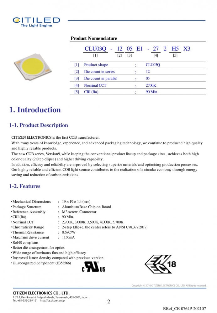 CITIZEN COB datasheet page 2
