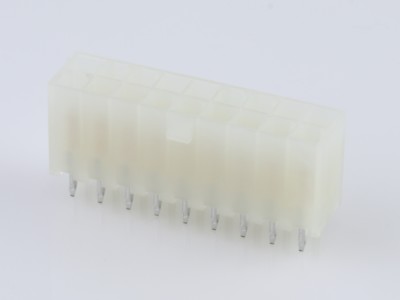 Mini-Fit Jr. Vertical Header, 4.20mm Pitch, Dual Row, 10 Circuits, without Snap-in Plastic Peg PCB Lock, Tin, Natural