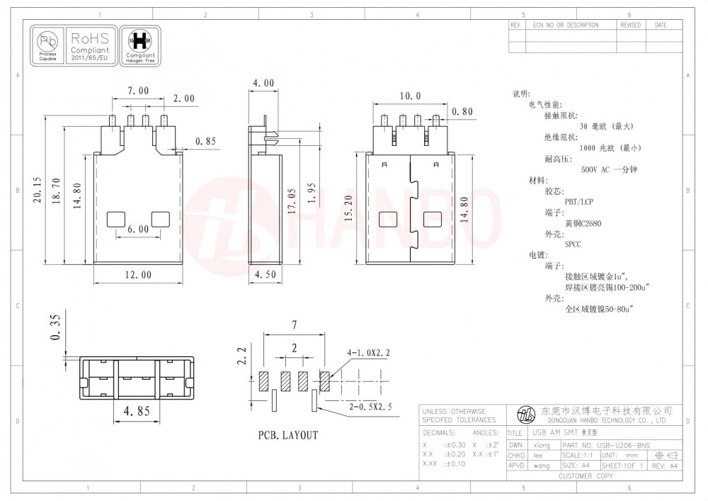 USB-U206-BNS technical document preview