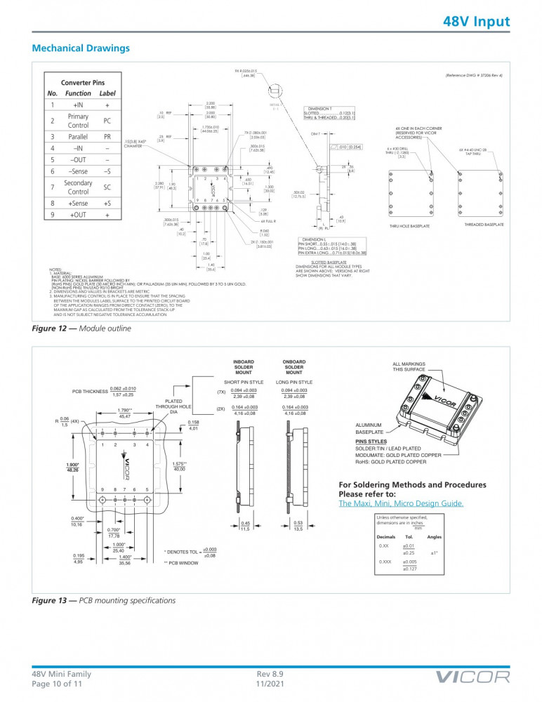 VICOR converter documentation, page 10