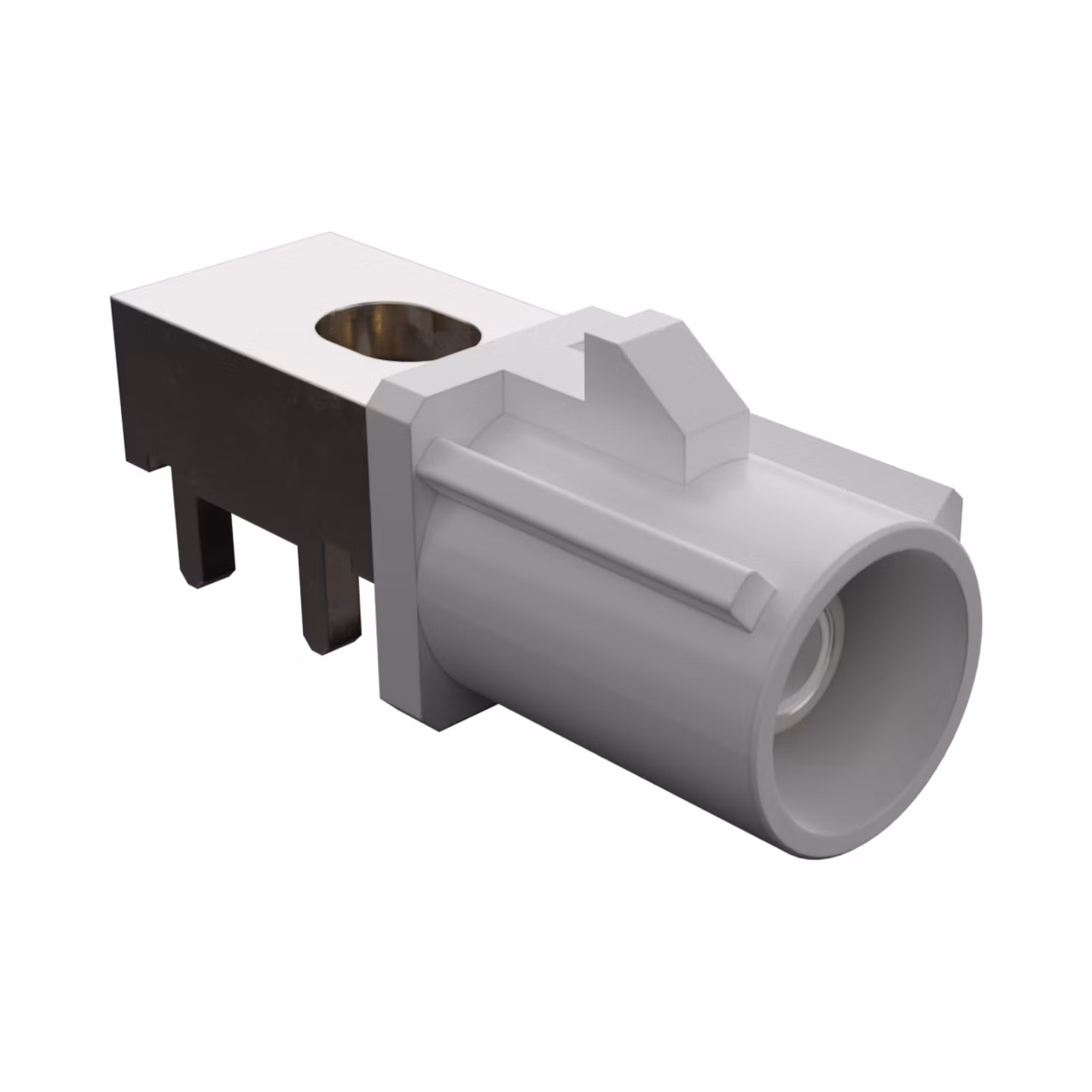 FAKRA Jack, Right-Angle, PCB Receptacle, Through Hole, Die Cast Body, Tin (Sn) Plated, Pin in Paste, Keying Code B, Natural, Tray, 50 Ohms for sale