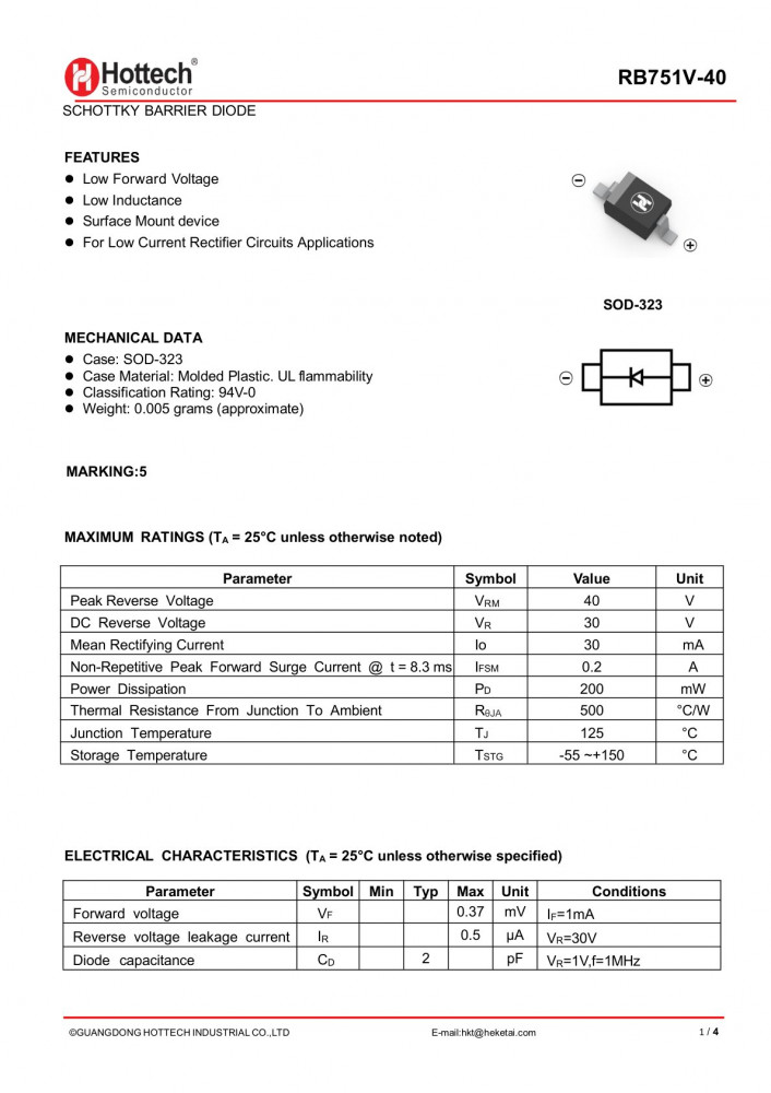RB751V-40-5 datasheet page 1