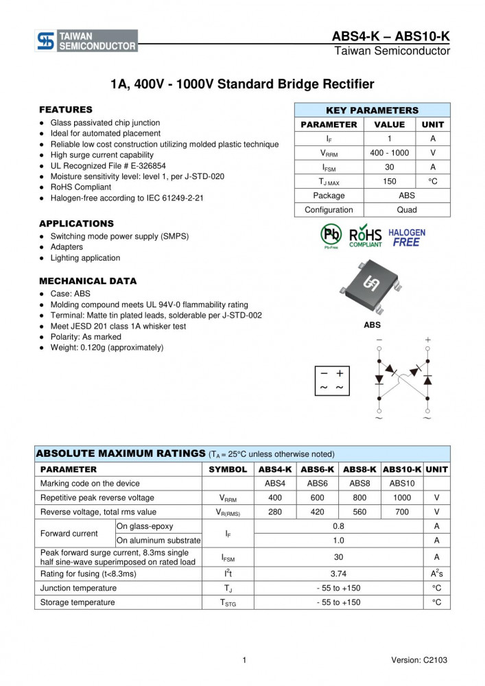 ABS4-K datasheet page 1