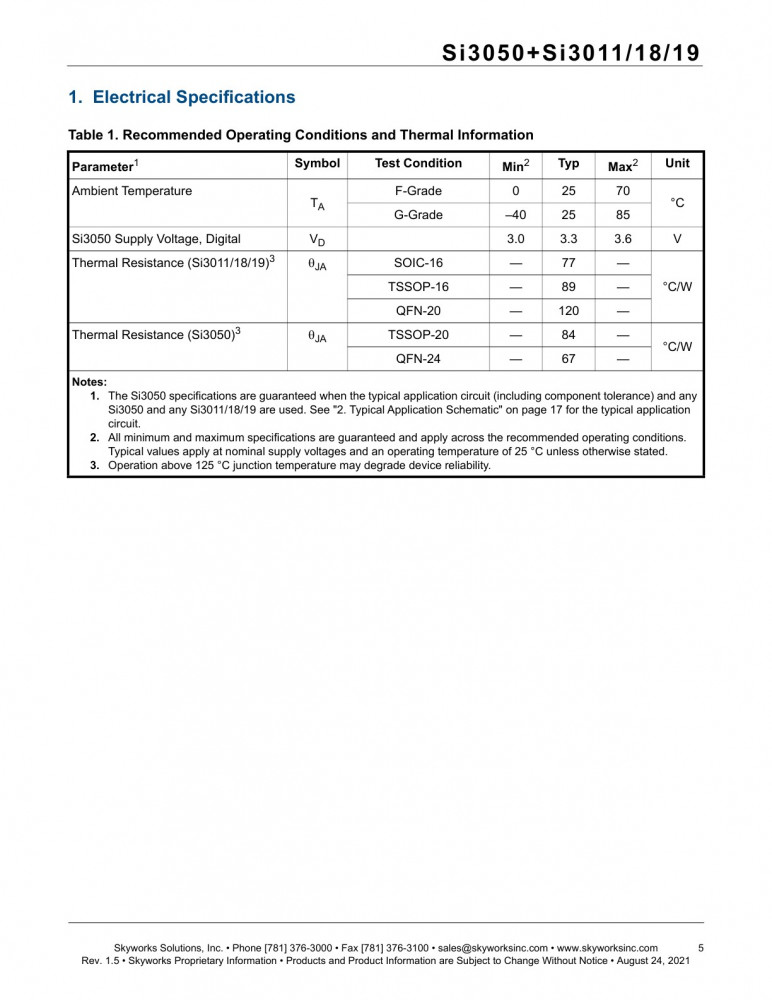 SI3050 datasheet page 5