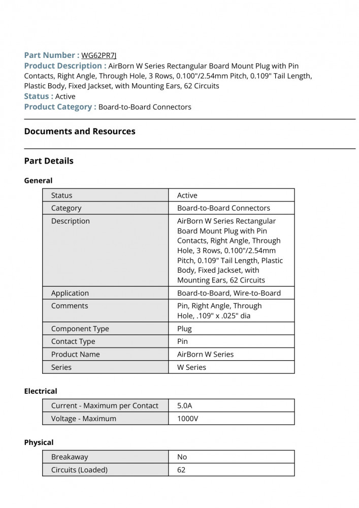 WG62PR7J technical document page 1