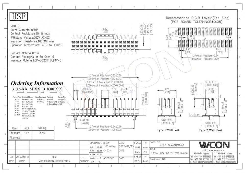 Wcon 3132 series technical drawing preview