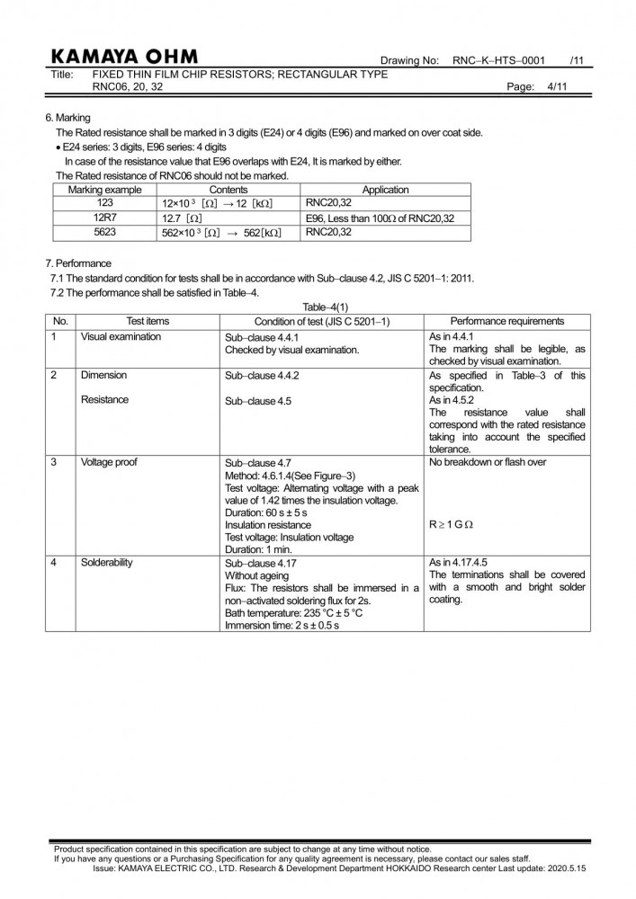 KAMAYA RNC20 datasheet page 5