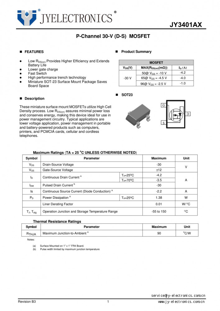 JY3401AX datasheet page 1
