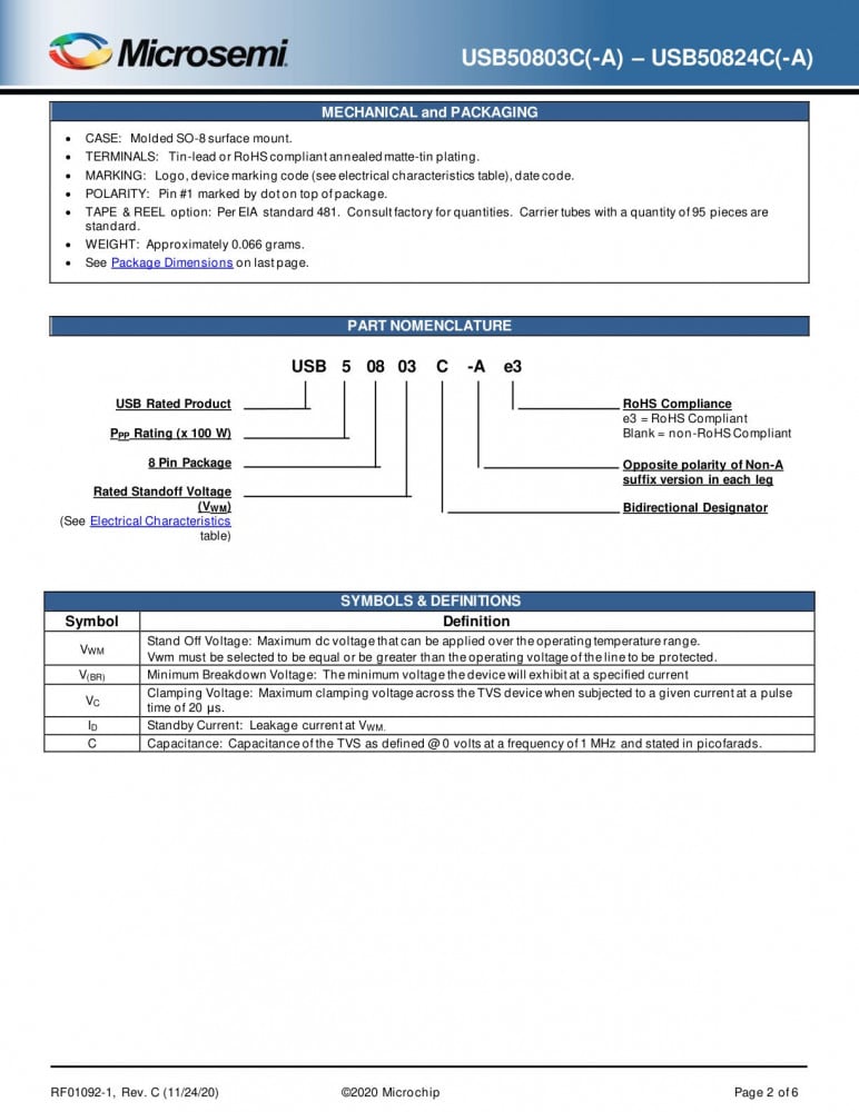 USB50805CE3/TR7 datasheet page 2