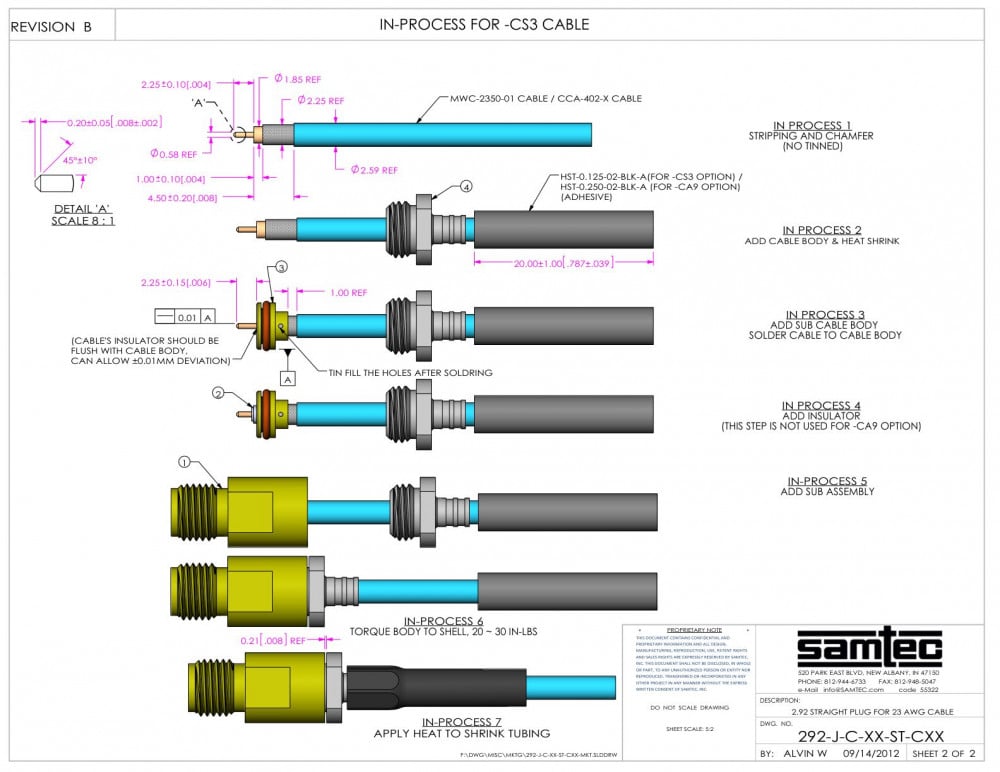 Samtec 292-J-C-HP-ST-CS3 technical drawing page 2