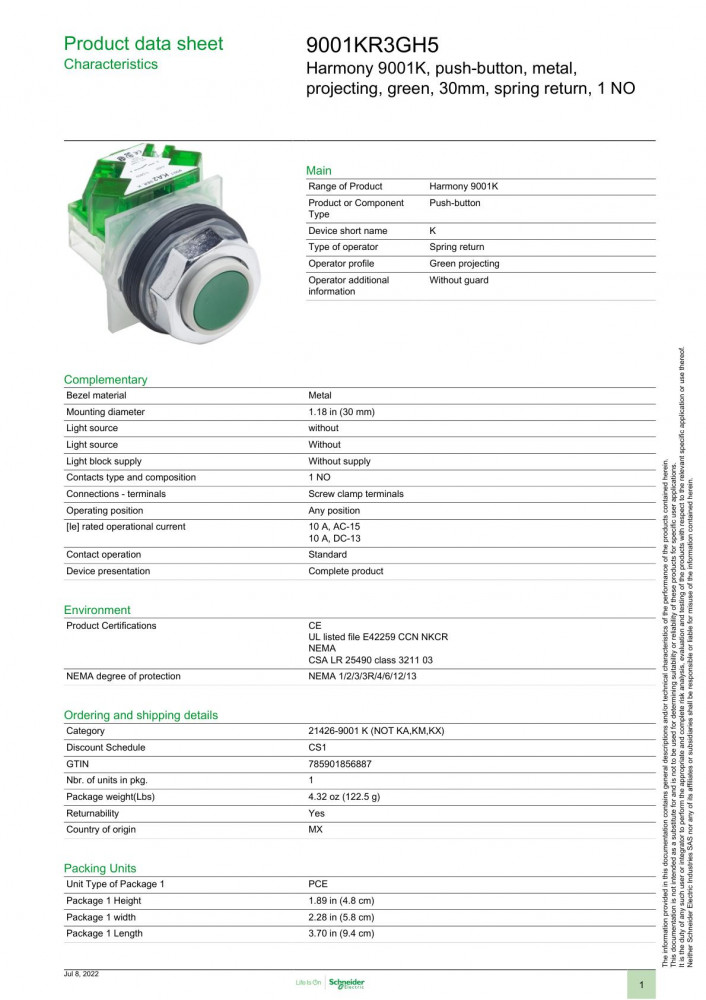 9001KR3GH5 technical document page 1