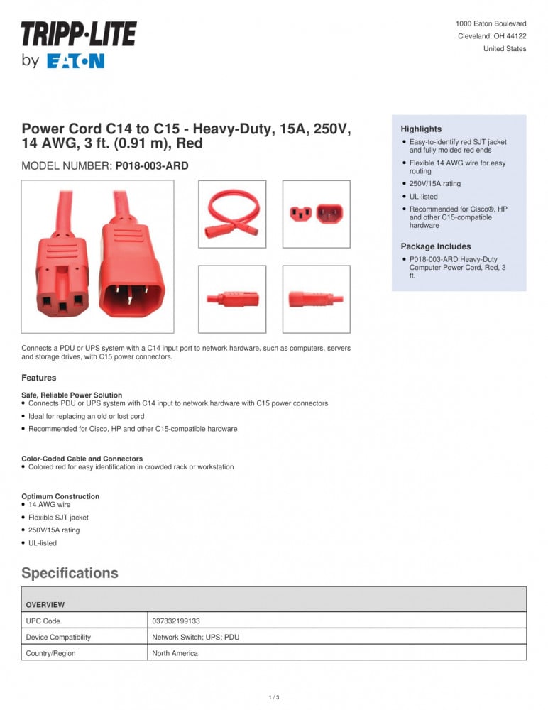 P018-003-ARD technical document page 1